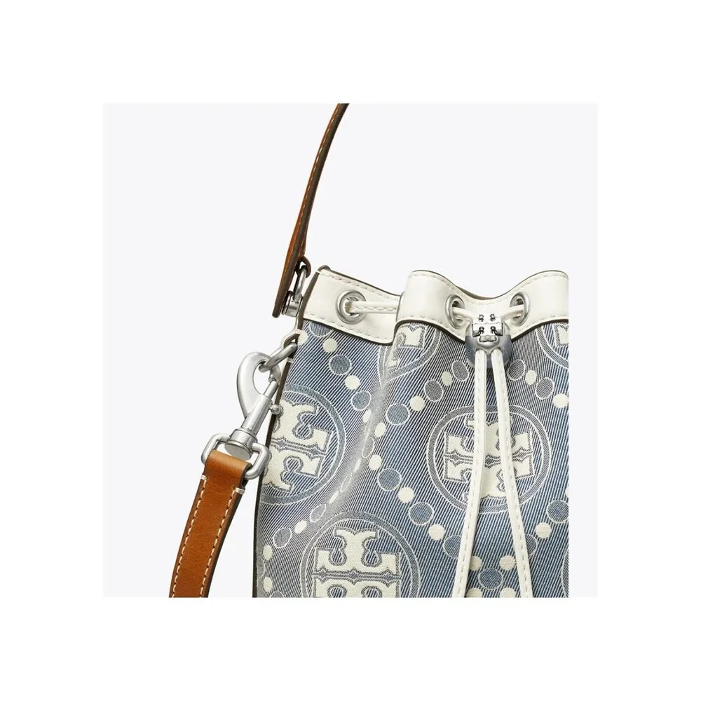 Tory Burch | Bags | Tory Burch T Monogram Drawstring Bucket Bag Brown ...